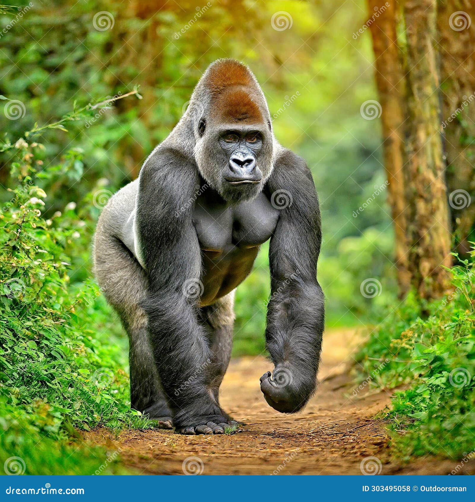 Silverback Gorilla Head Front View Pointillist Impressionist Pop Art ...