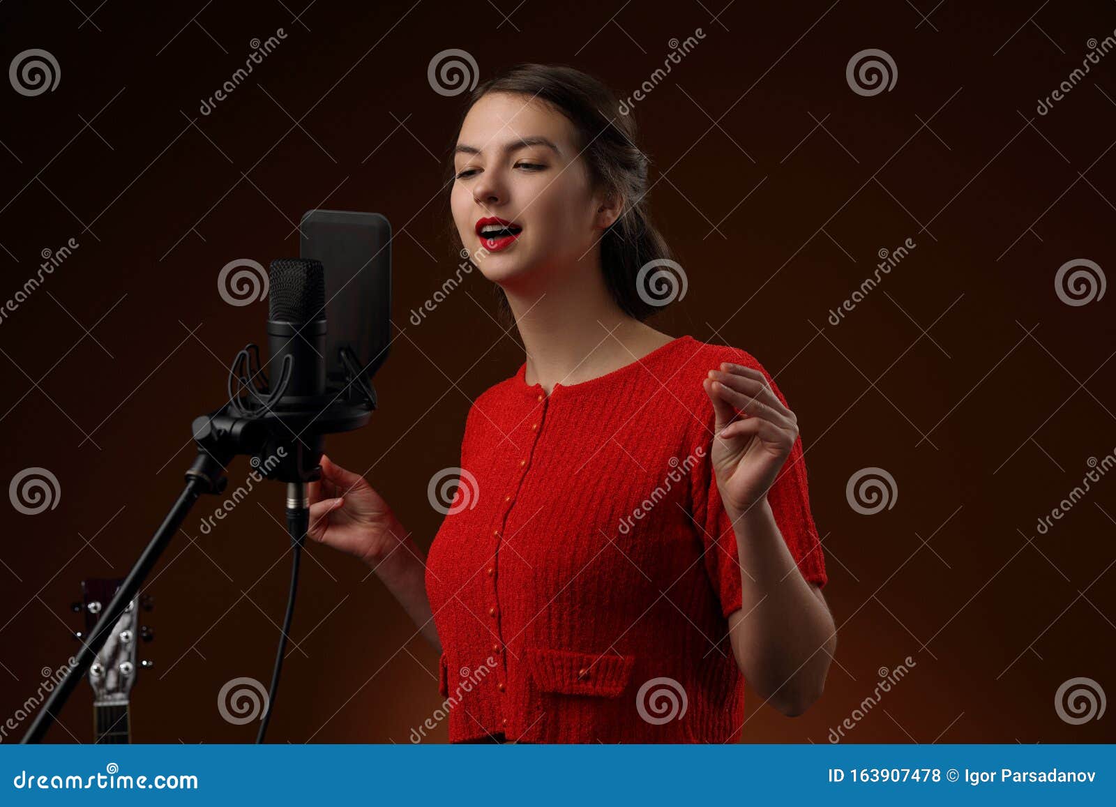 Recording the Vocal Part in the Recording Studio Stock Photo - Image of ...