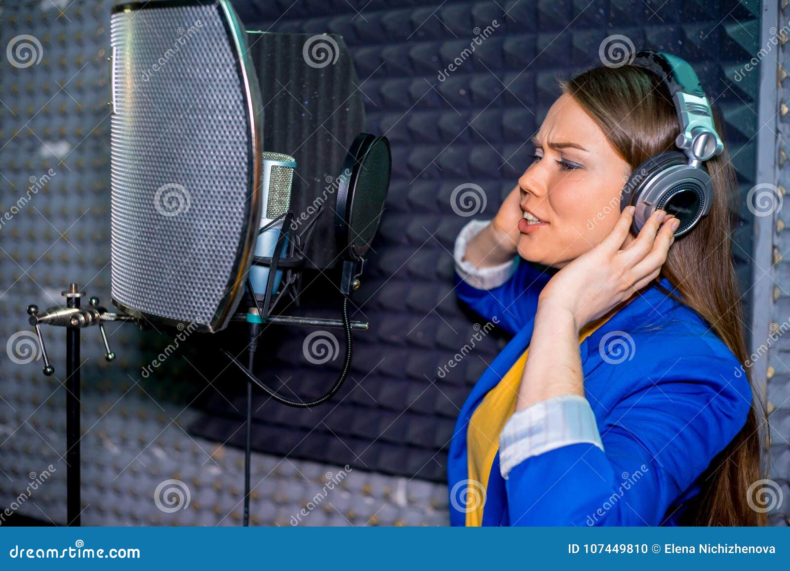 Singer in a Recording Studio Stock Photo - Image of producer, mixer ...