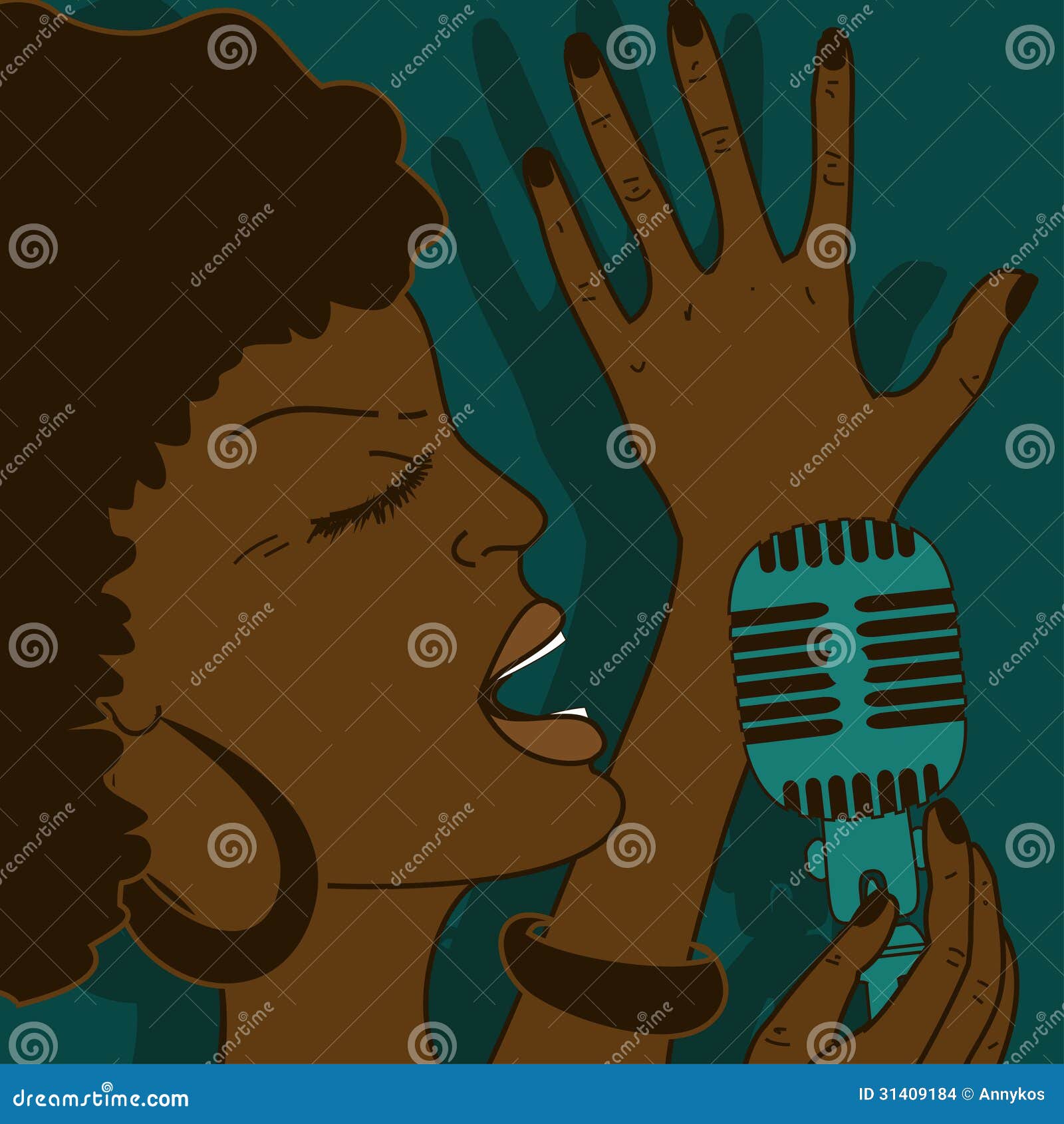 Portrait of singing woman stock vector. Illustration of ethno - 31409184