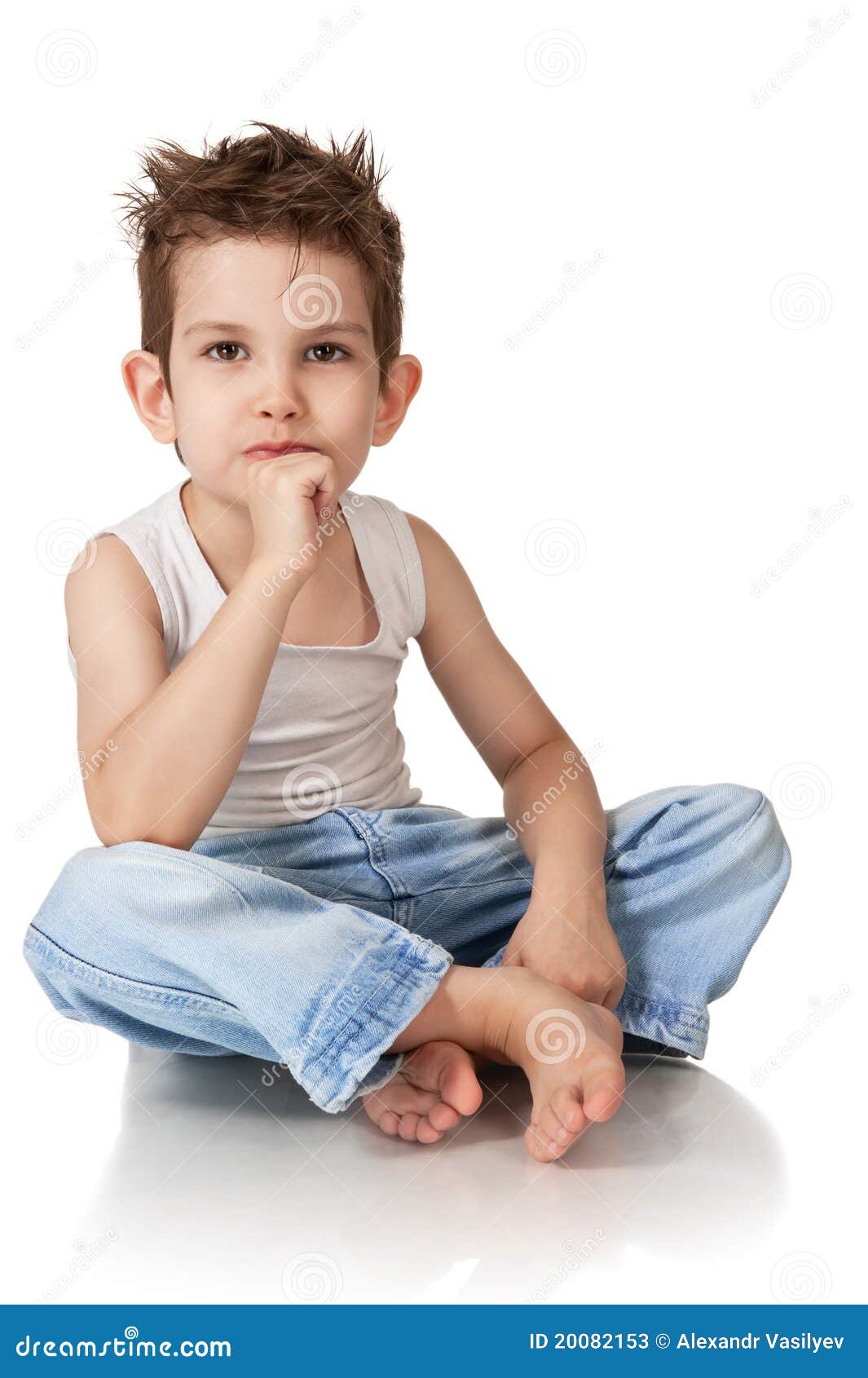 Portrait of the Sitting Boy Stock Image - Image of isolated, child ...