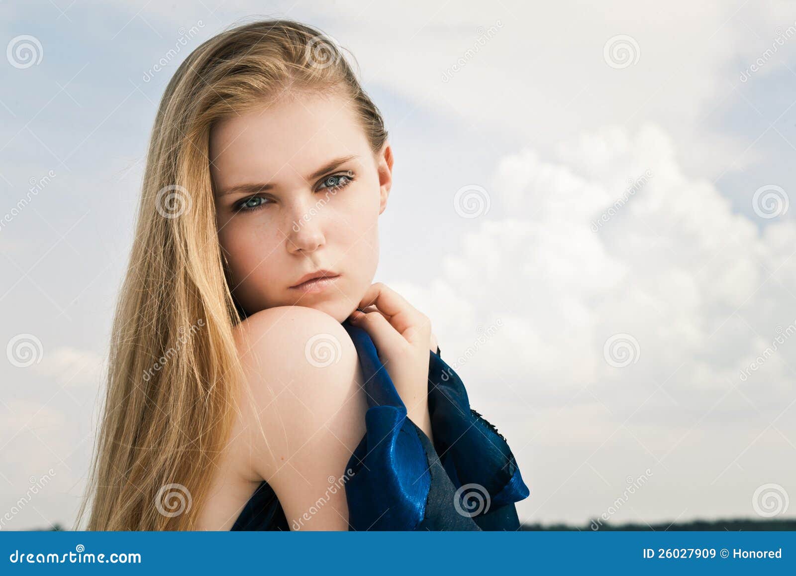 Portrait in sky stock image. Image of nature, space, woman - 26027909