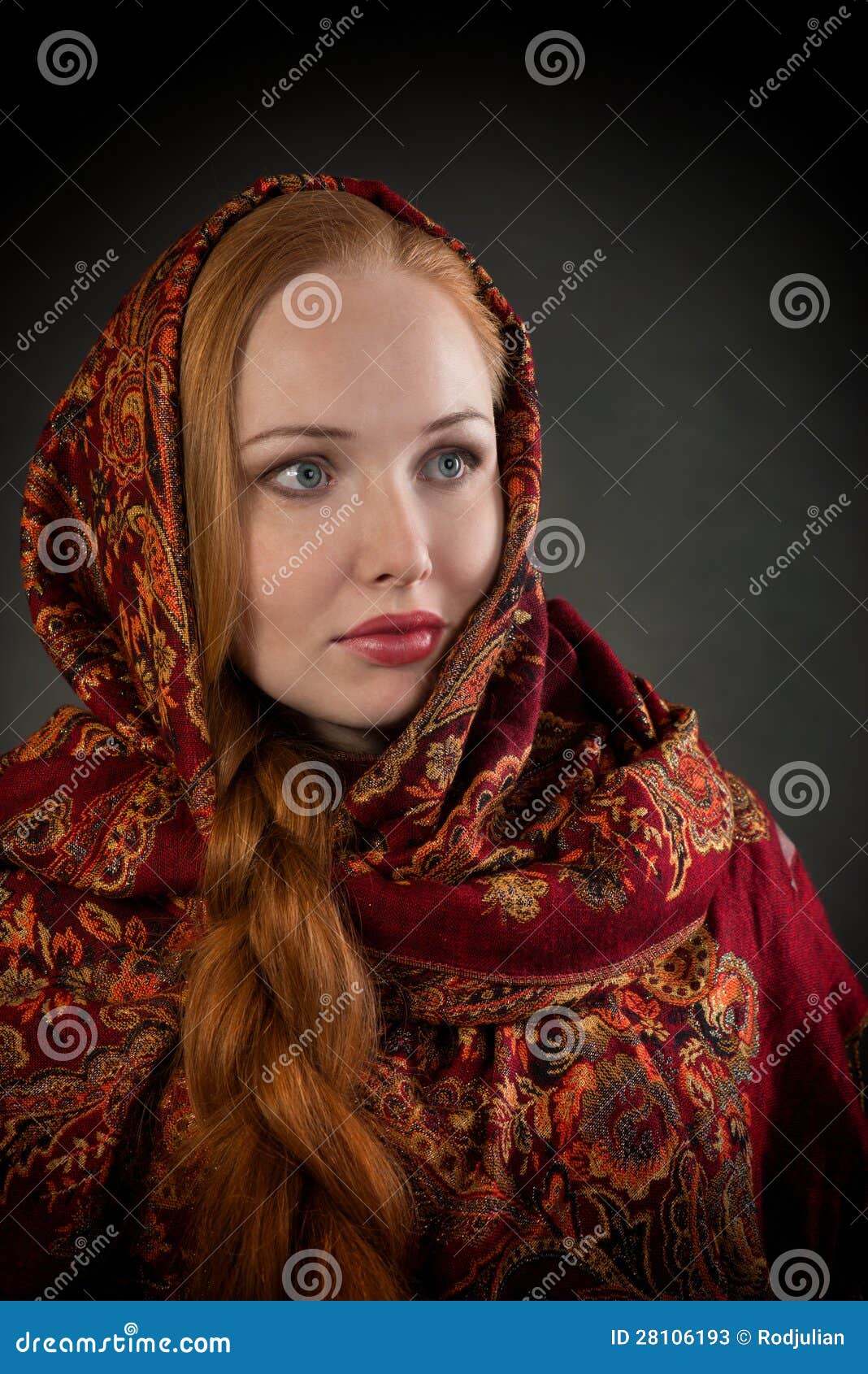 Portrait Of Slavonic Girl With Red Braided Hair Stock Image Image Of