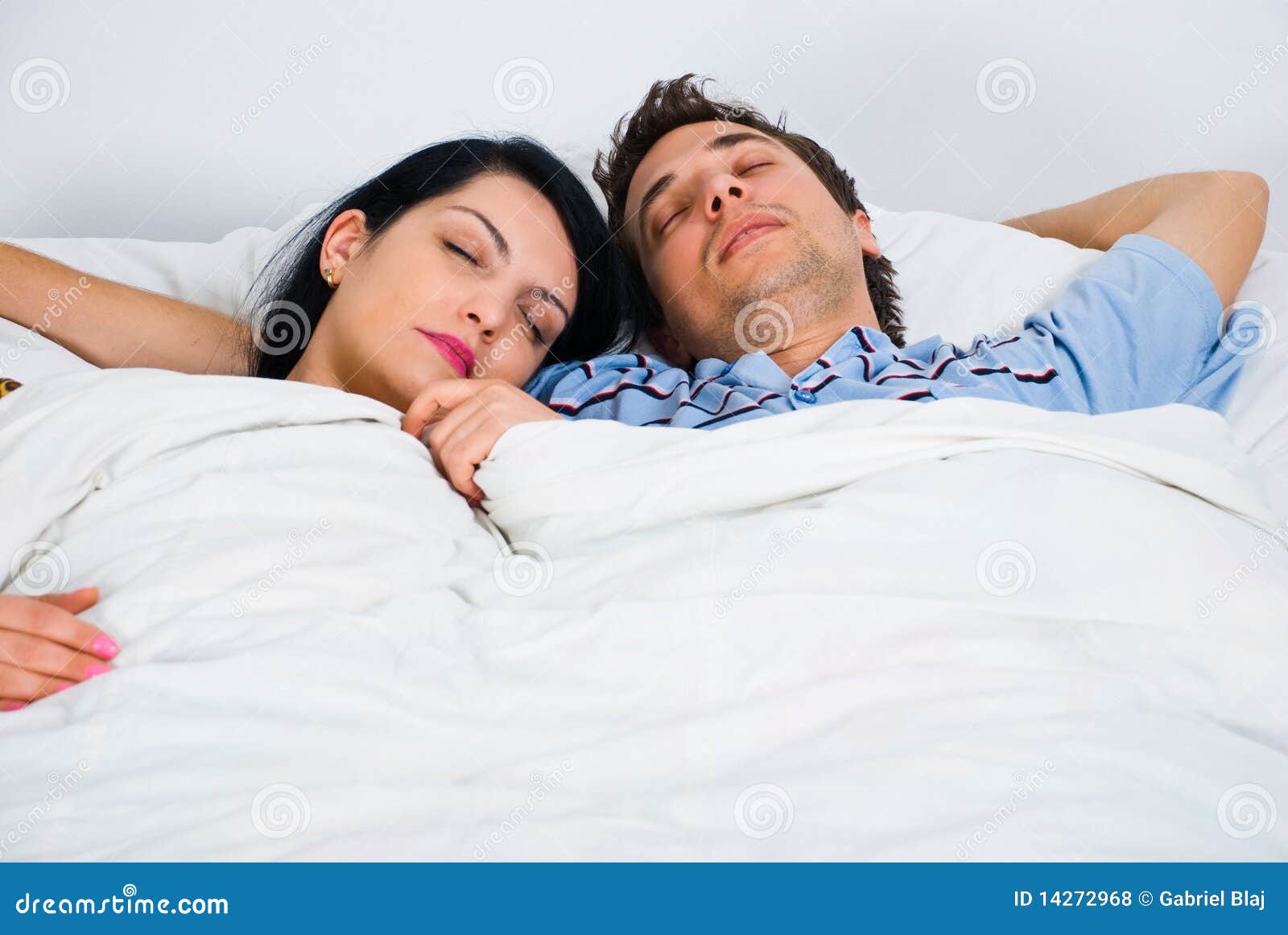 Portrait of Sleeping Young Couple Stock Photo - Image of home, eyes ...