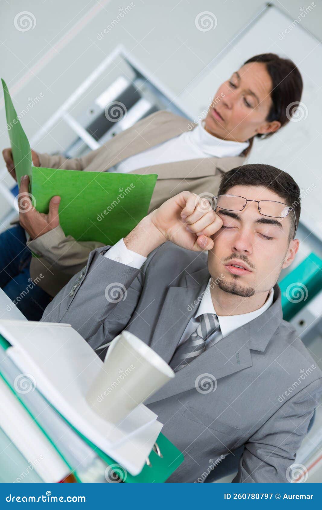 Portrait Sleepy Businessman Stock Image - Image of paperwork ...