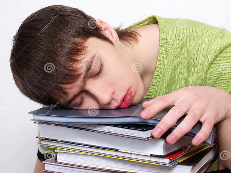 Portrait of sleepy student stock image. Image of school - 13131185