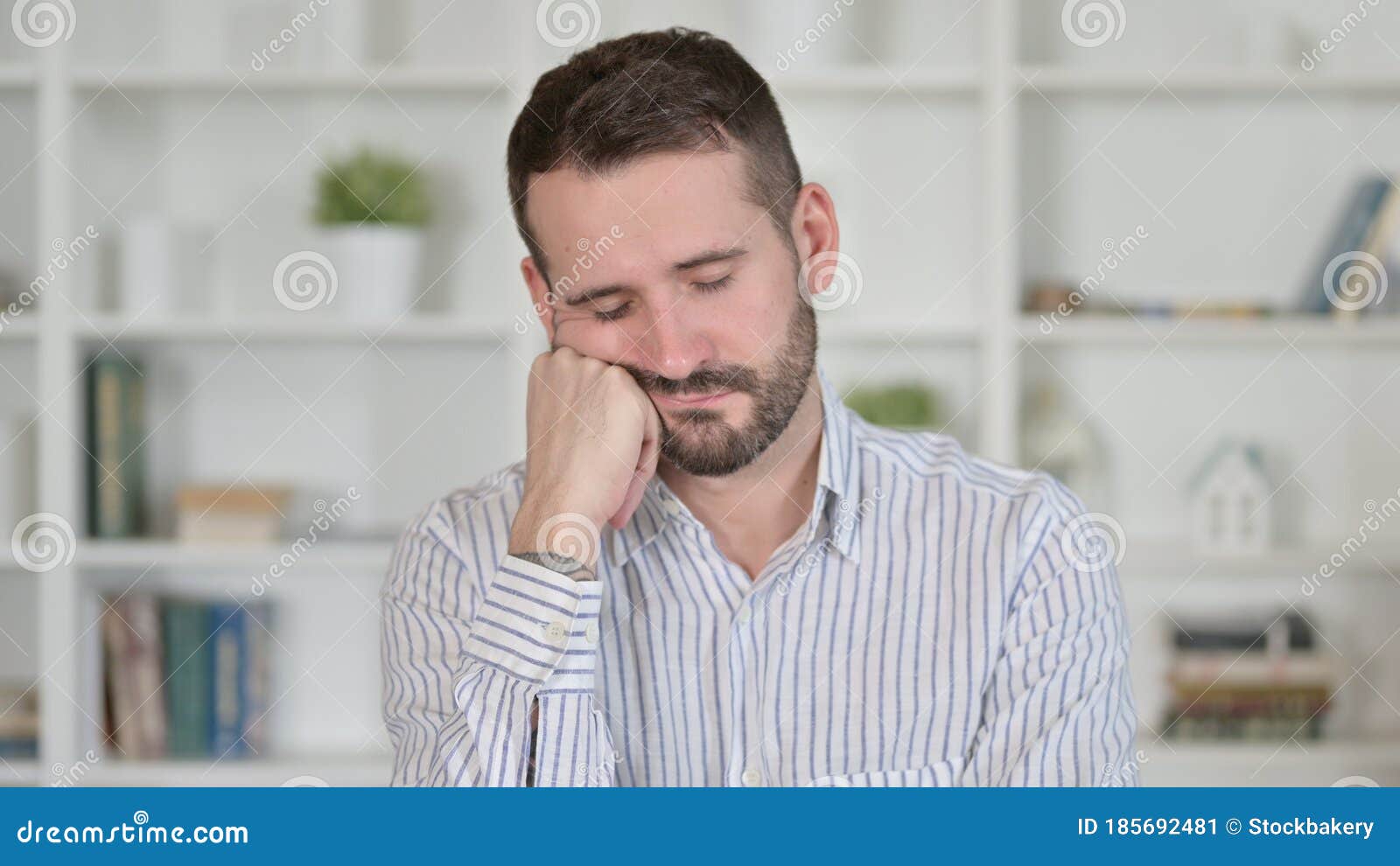 Portrait of Sleepy Young Man Taking Nap Stock Image - Image of ...