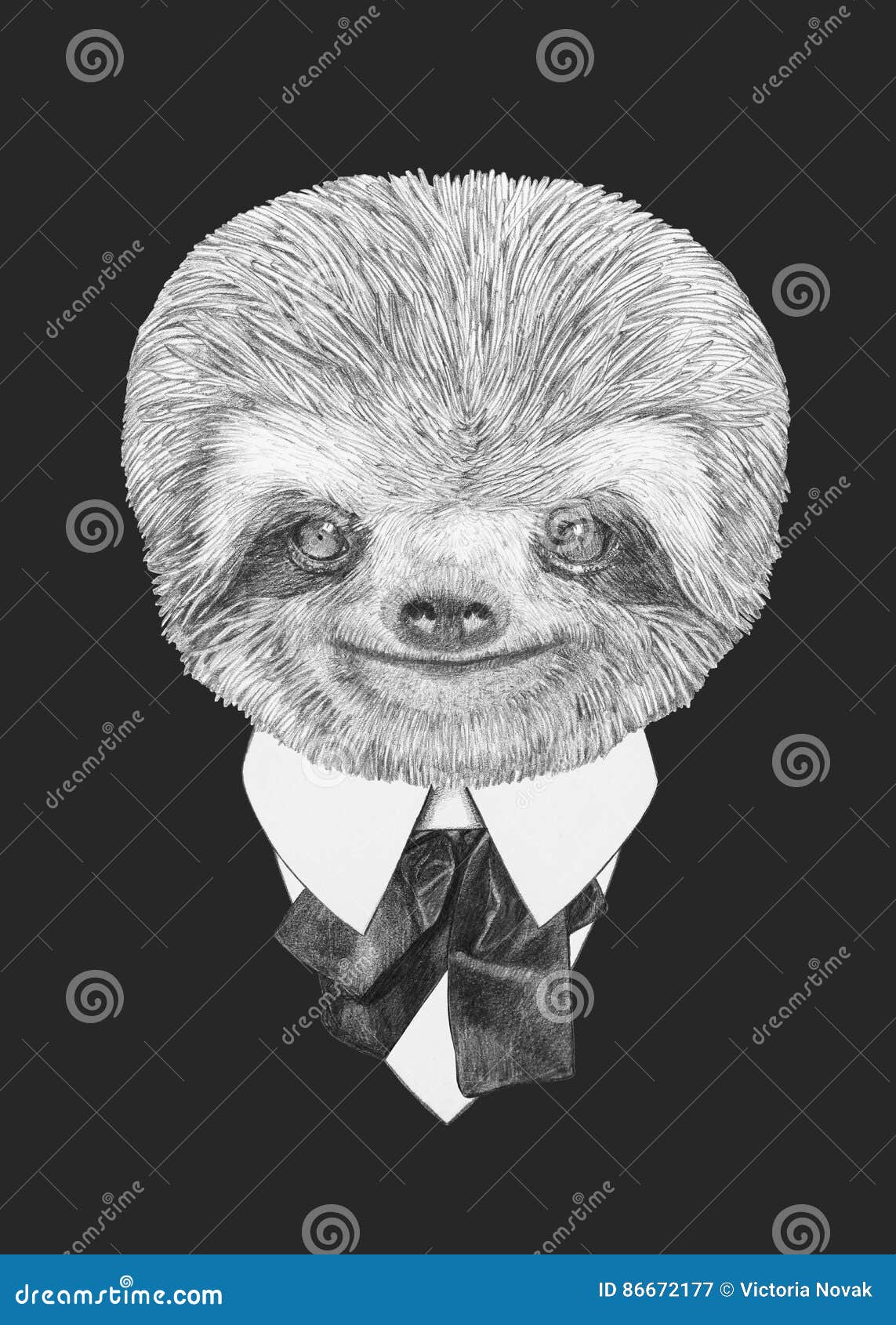 Portrait of Sloth in suit. stock illustration. Illustration of lazy ...