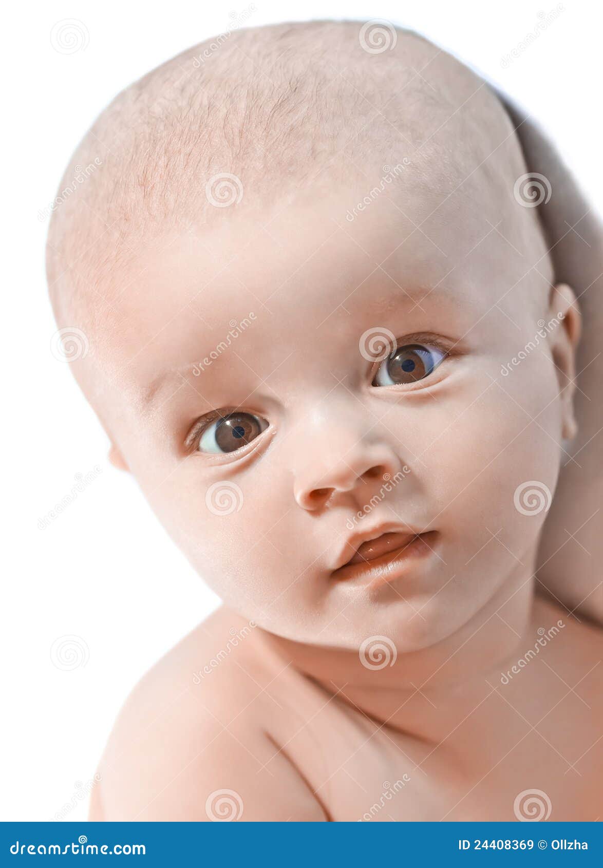 Portrait of a Small Beautiful Baby on White Stock Image - Image of ...