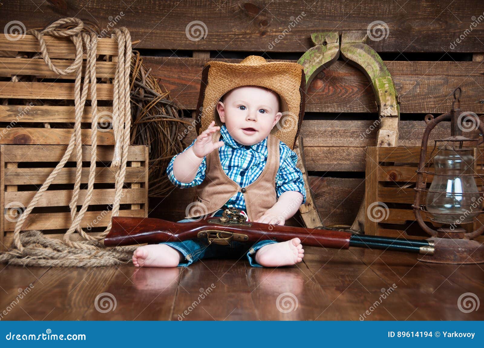 Portrait of a Small Boy in Cowboy Decor Stock Photo - Image of child ...
