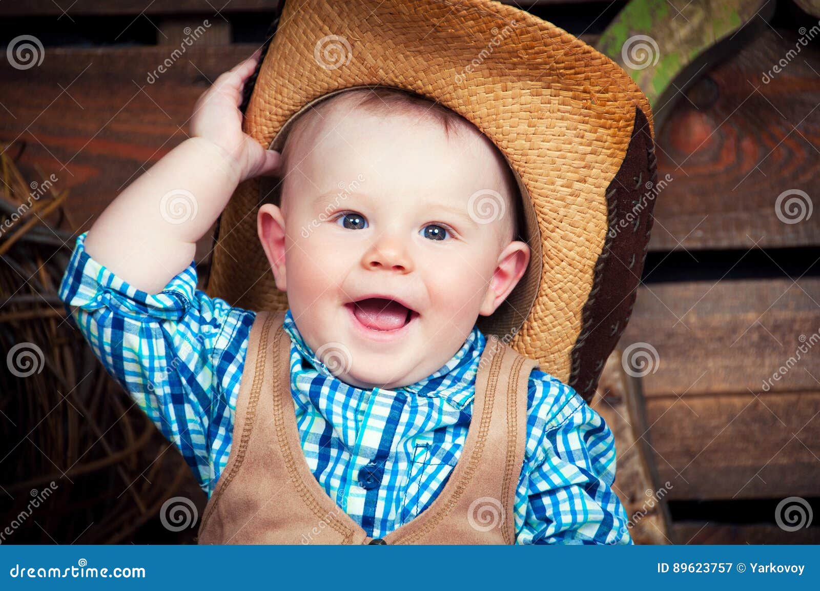 Portrait of a Small Boy in Cowboy Decor Stock Image - Image of ...