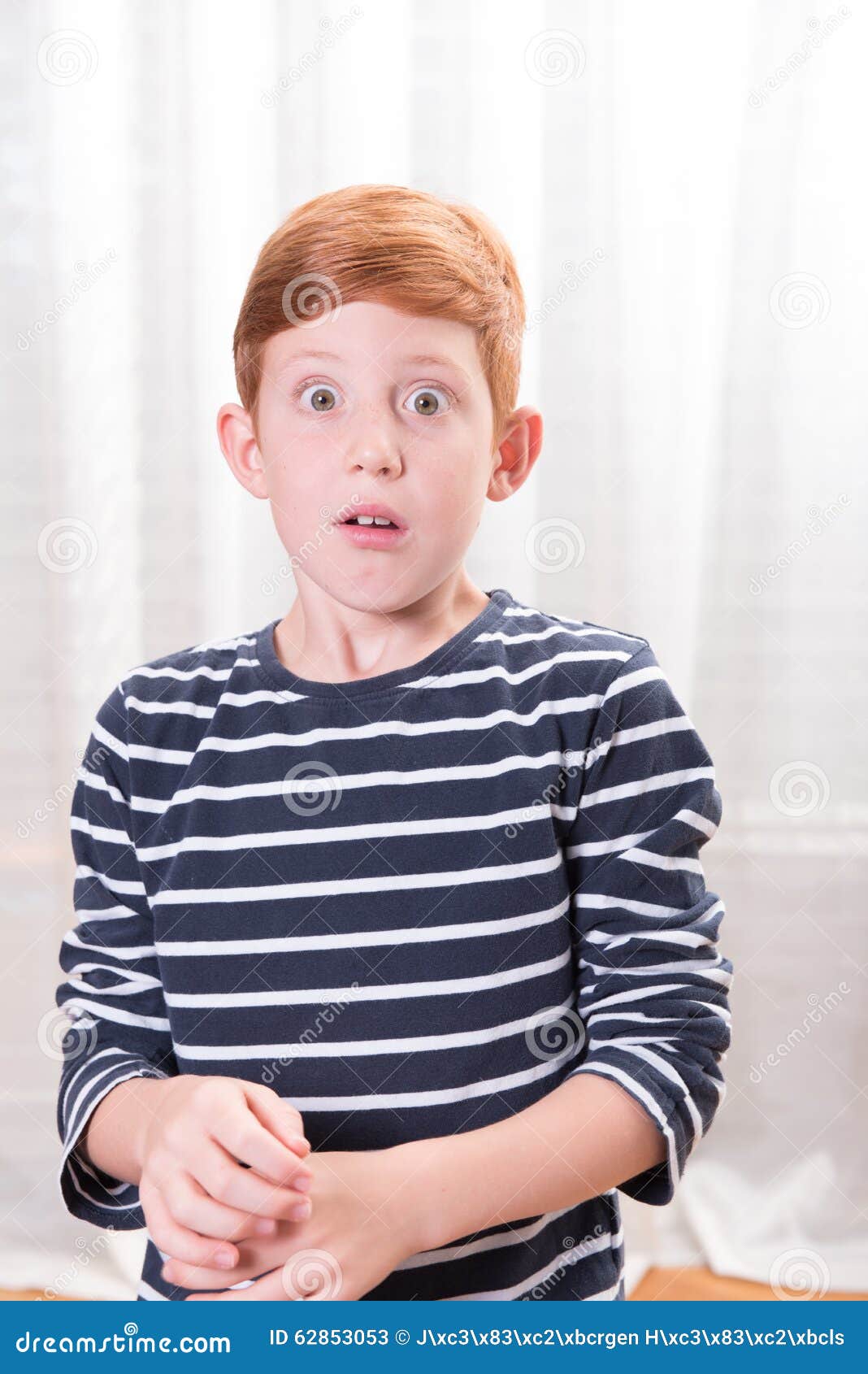 Portrait Small Boy Scared with Eyes Wide Open Stock Image - Image of ...