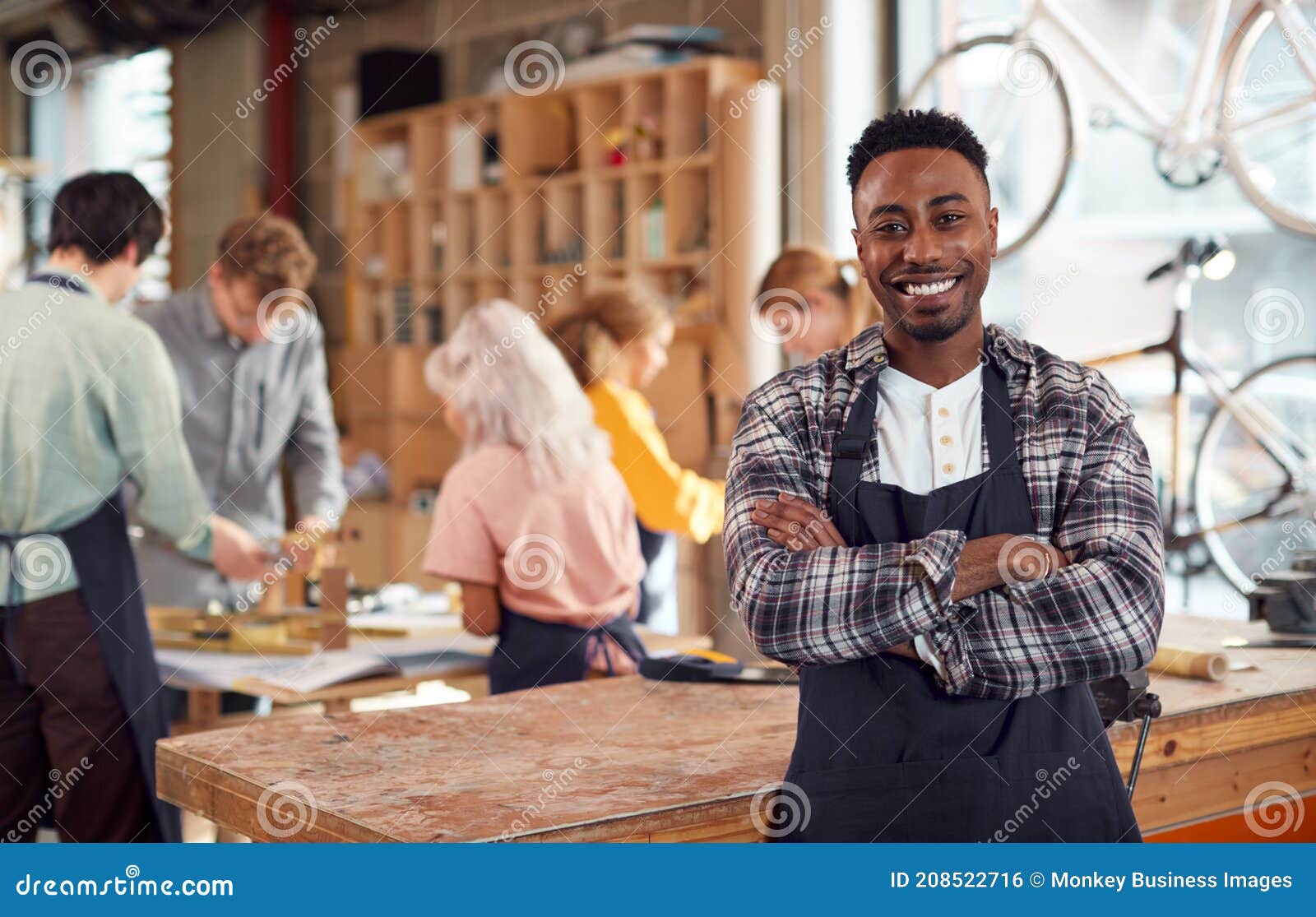 Portrait of Small Business Owner in Workshop Assembling Hand Built ...