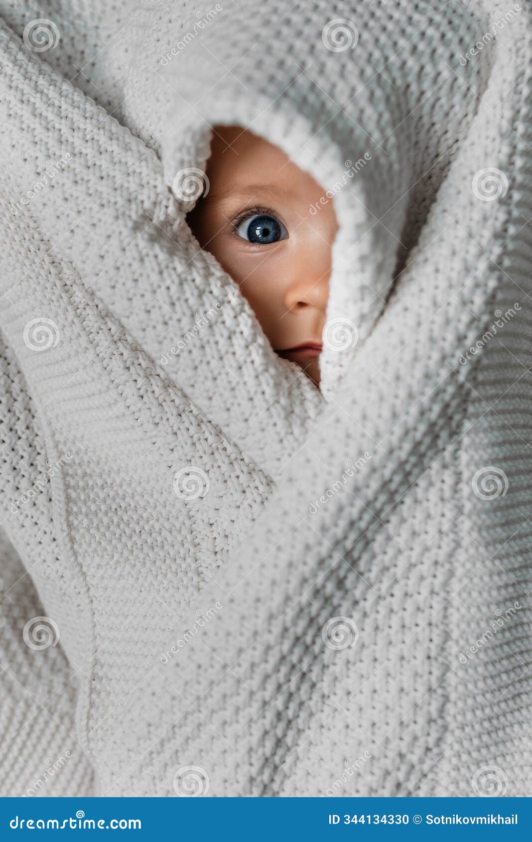 Portrait of a Small Child Covered with a Blanket. a Beautiful Original ...