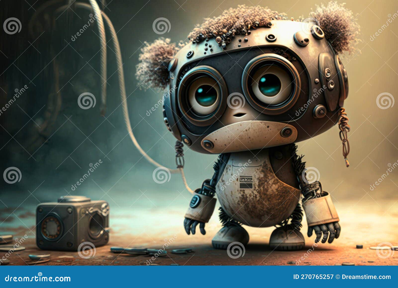 Portrait of Small Robot with Big Eyes. Stock Illustration ... Portrait of Small Robot with Big Eyes. Stock Illustration ...