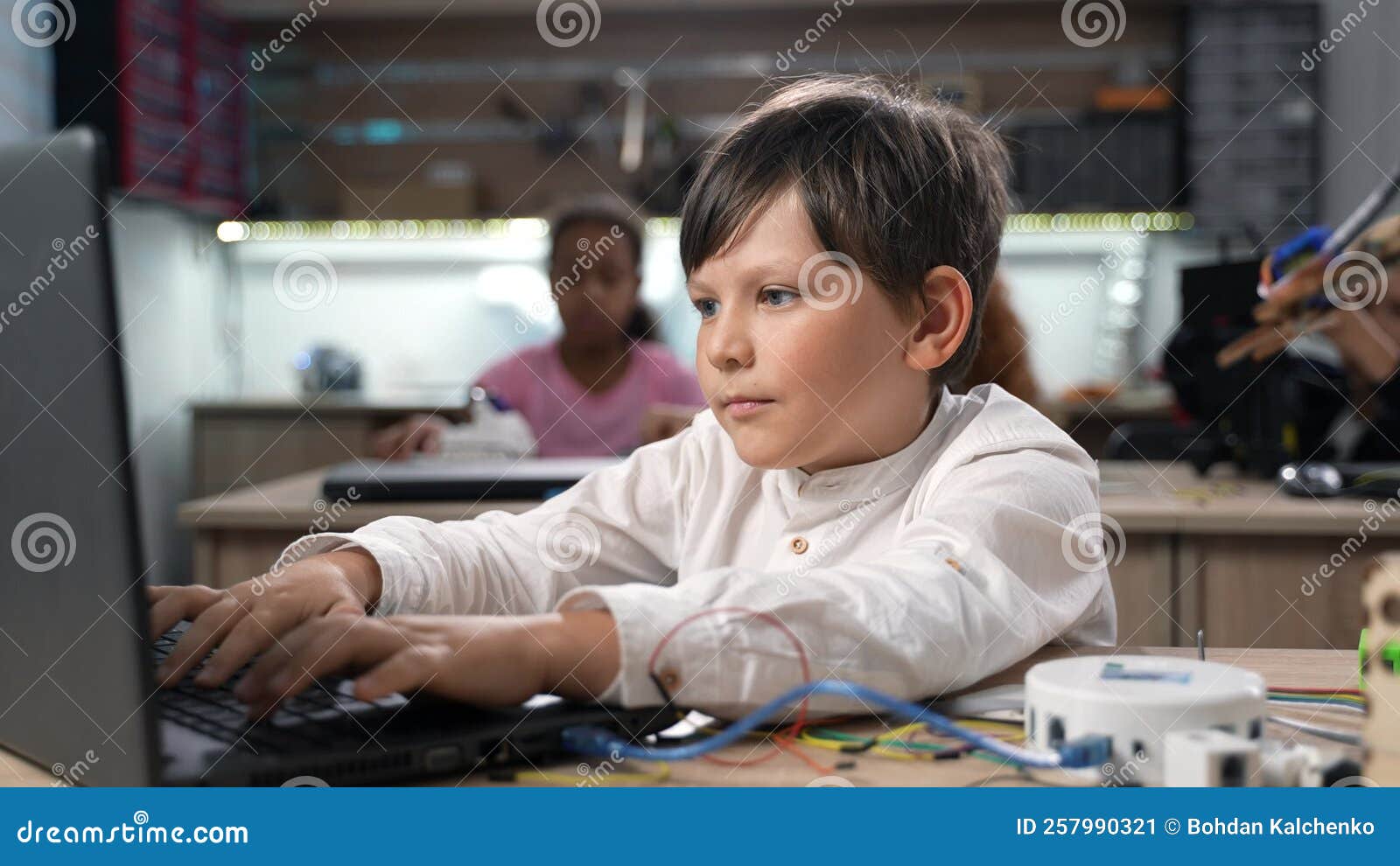 Portrait of Smart Caucasian School Boy Programming Stock Video - Video ...