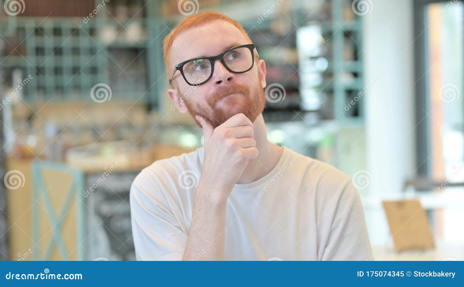 Portrait of Smart Redhead Man Thinking New Idea Stock Image - Image of ...
