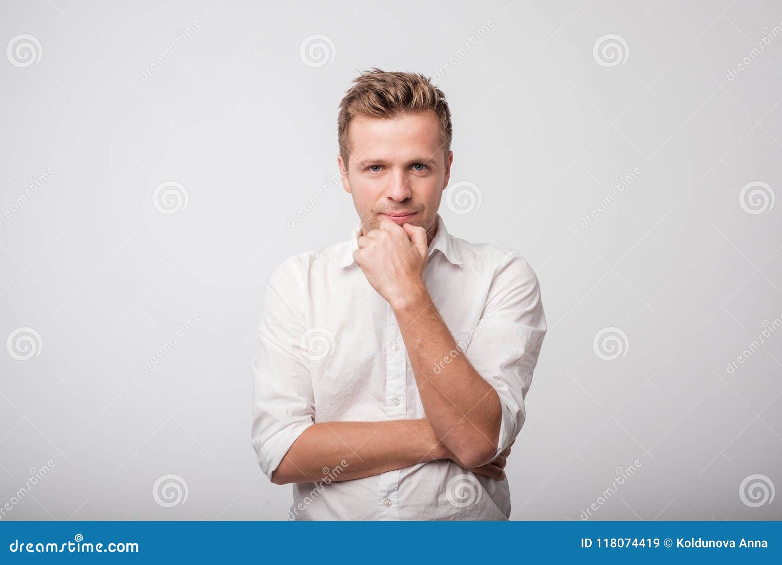 Portrait of a Smart Serious Young Man Standing Stock Image - Image of ...