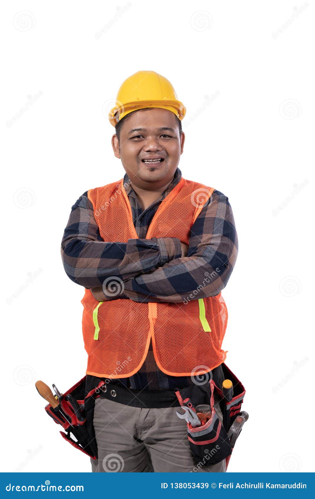 Portrait of Smile Constructor Crossed Hands Stock Image - Image of ...