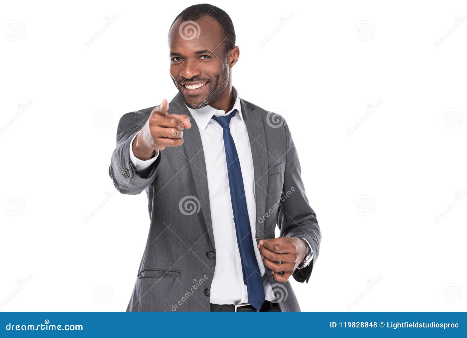 Portrait of Smiling African American Businessman Pointing at Camera ... Portrait of Smiling African American Businessman Pointing at Camera ...