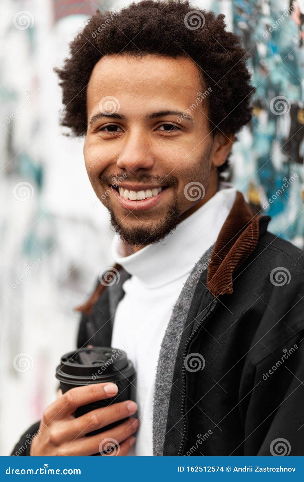 Portrait of Smiling African Young Man with Coffee Stock Photo - Image ...