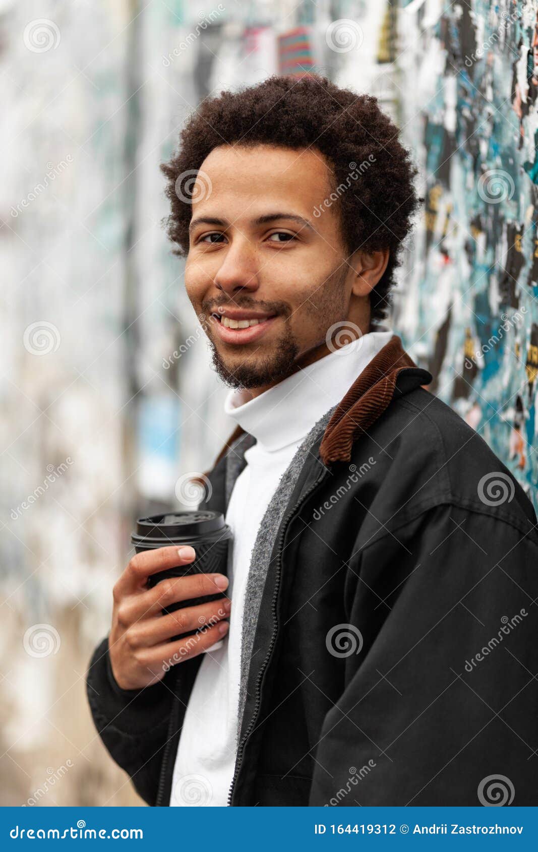 Portrait of Smiling African Young Man with Coffee Stock Photo - Image ...