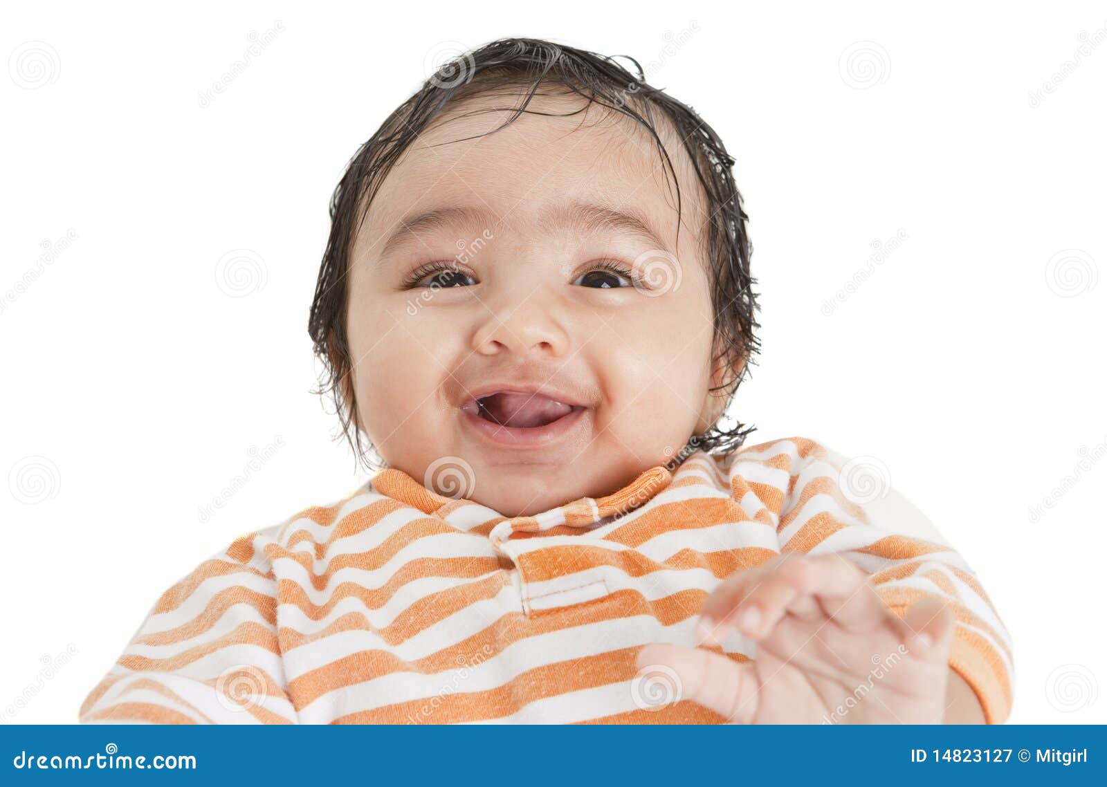 Portrait of a Smiling Baby, Isolated on White Stock Image - Image of ...