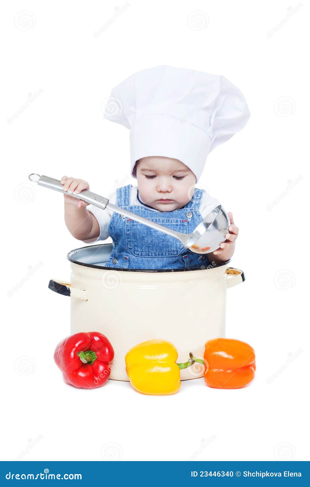 Portrait of a Smiling Baby Sitting Wearing a Chef Hat Stock Photo ...