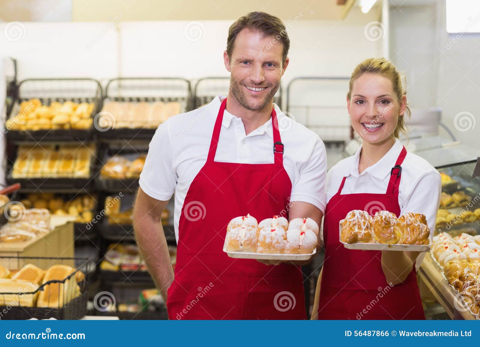 Portrait of Smiling Bakers Having a Pastry Stock Photo - Image of ...