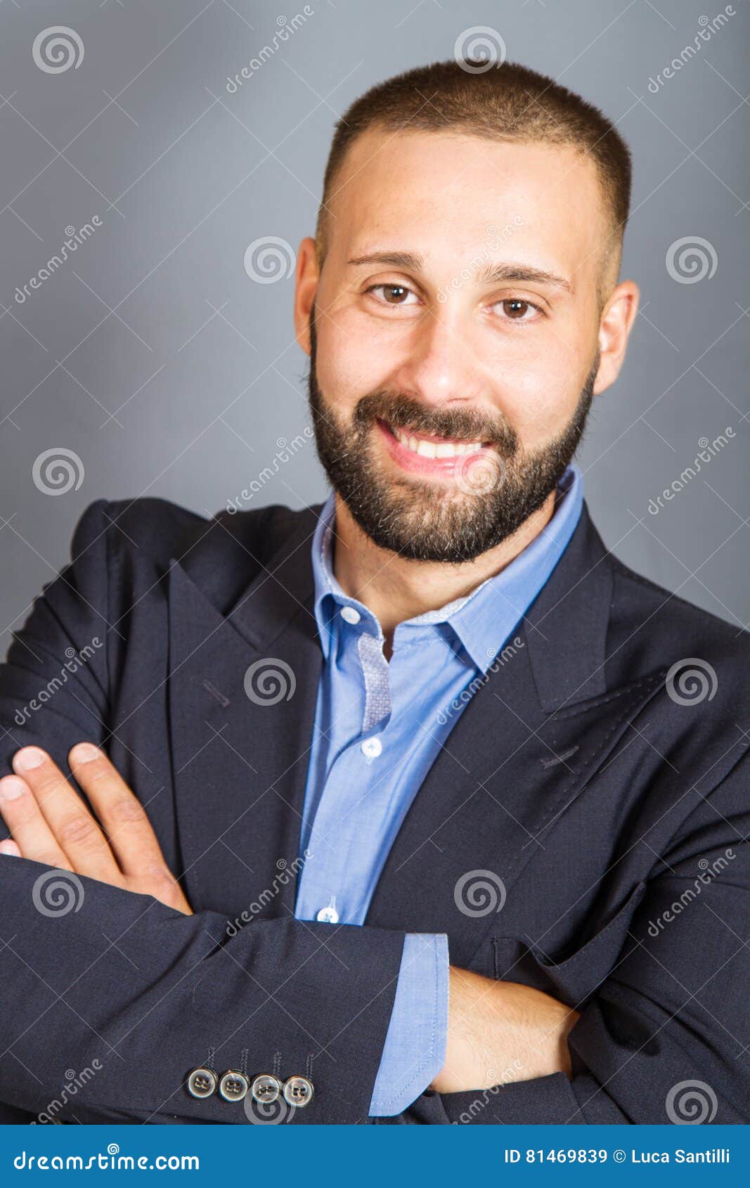 Portrait of Smiling Beared Man Stock Image - Image of white, confidence ...
