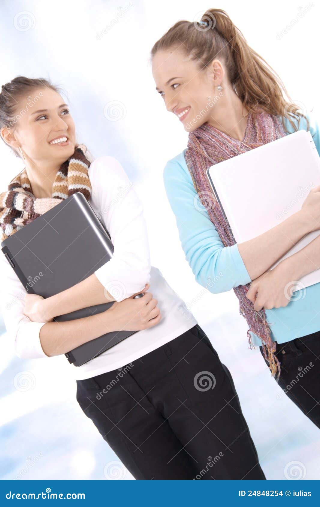 Portrait of Smiling Beautiful Female Students Stock Photo - Image of ...