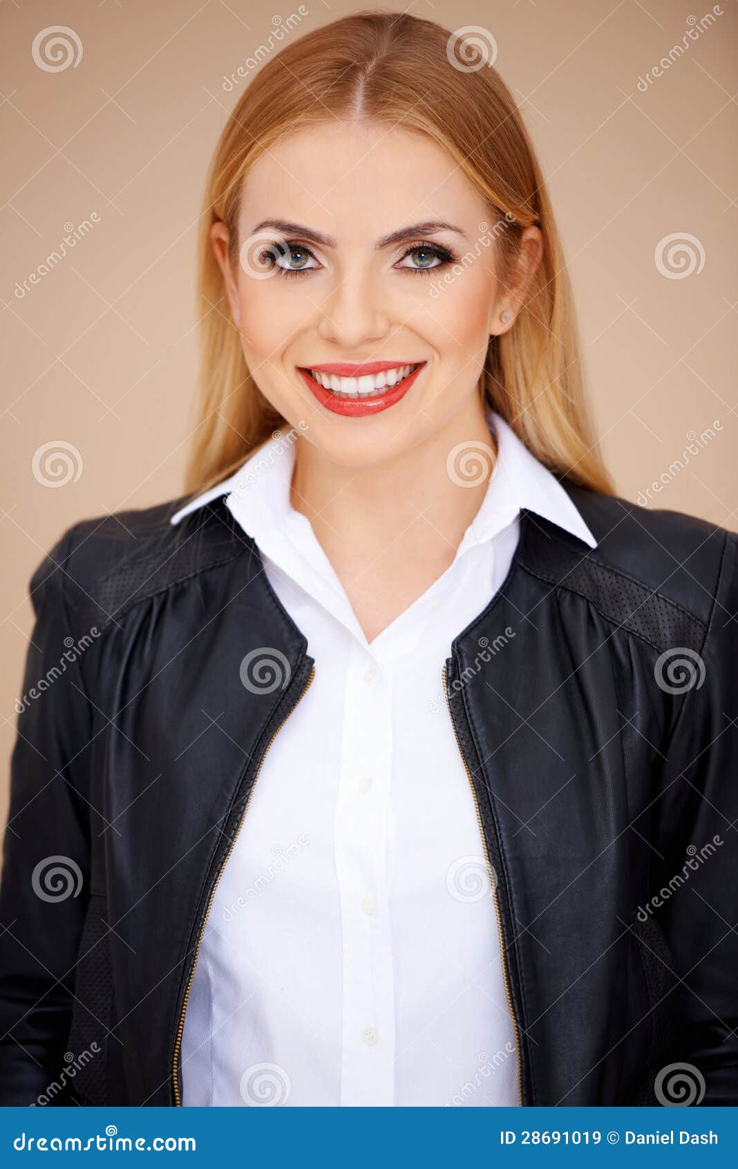 Portrait of a Smiling Blond Stock Image - Image of girl, people: 28691019
