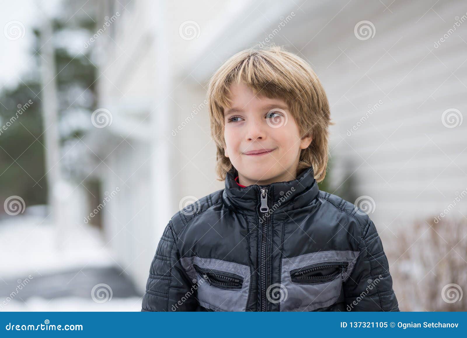 Portrait of a Smiling Boy with a Blurred Background Stock Image - Image ...