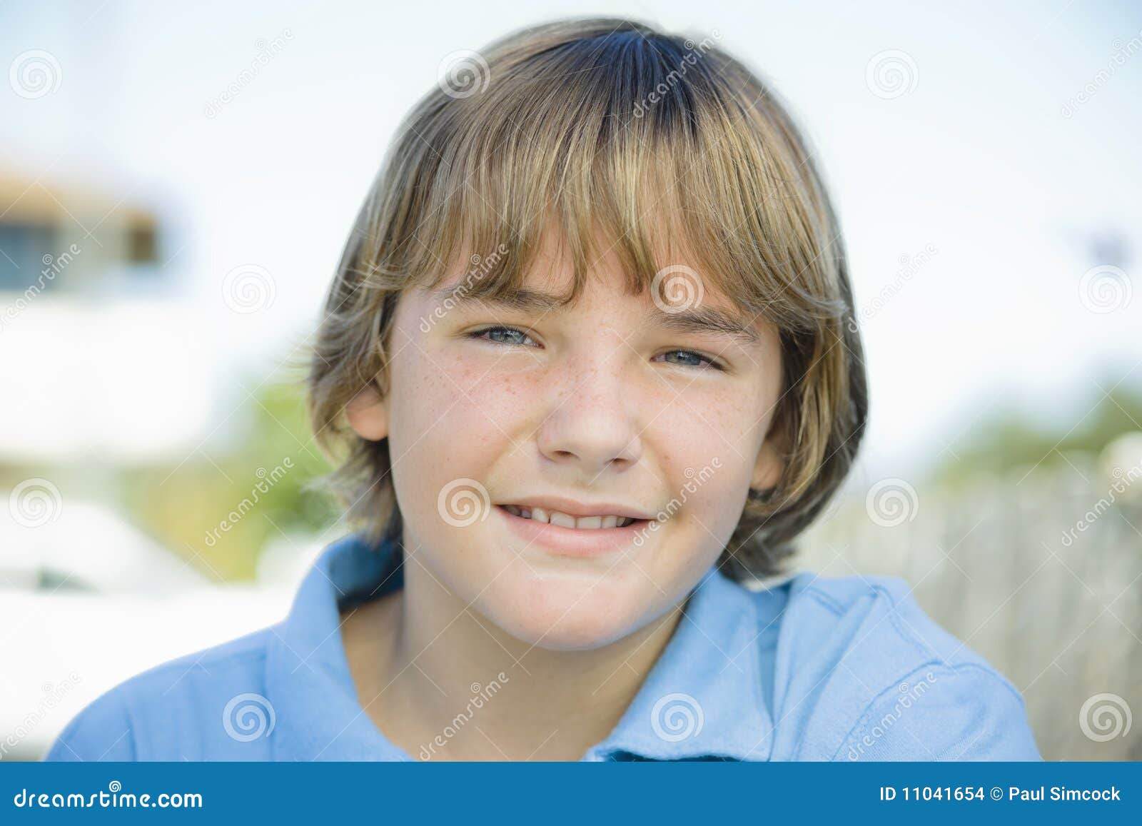 Portrait of Smiling Boy Outdoors Stock Photo - Image of juvenile, color ...