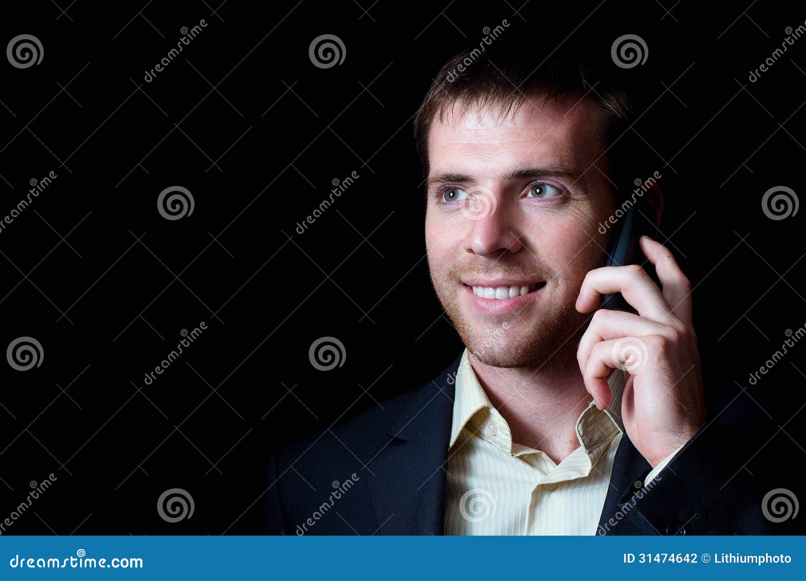 Portrait of a Smiling Business Man Talking Mobile Stock Photo - Image ...