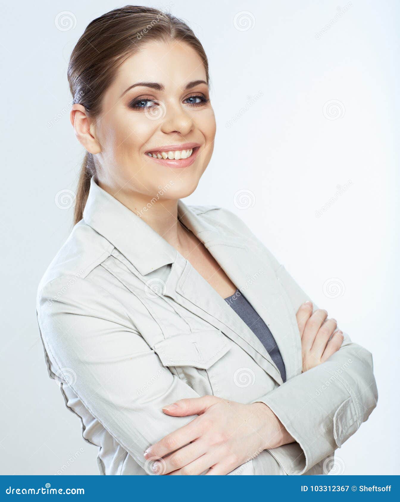 Portrait Of Smiling Business Woman Isolated On White Stock Image