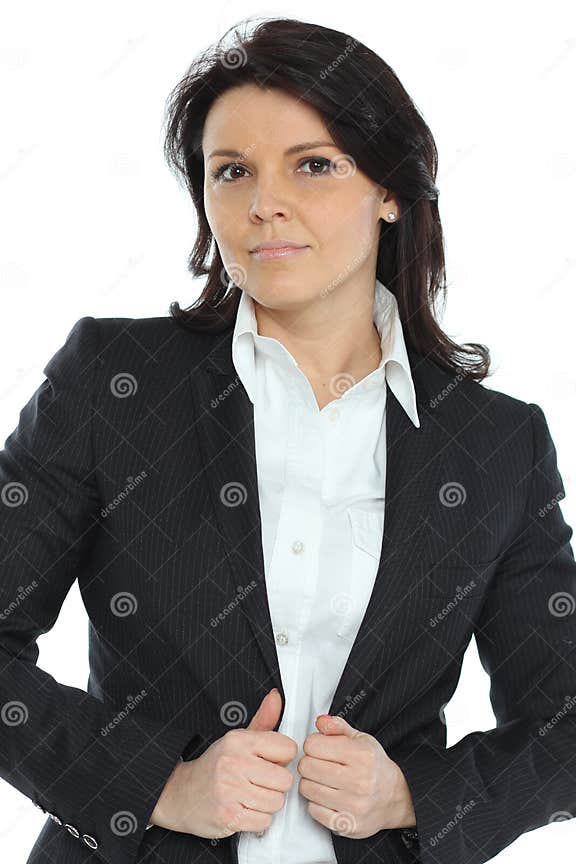 Portrait Of Smiling Business Woman Isolated On White Background Stock