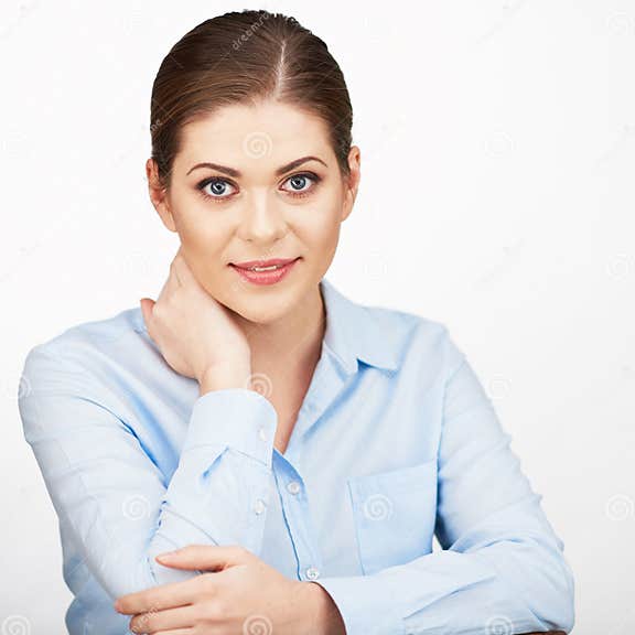 Portrait Of Smiling Business Woman Isolated On White Stock Image