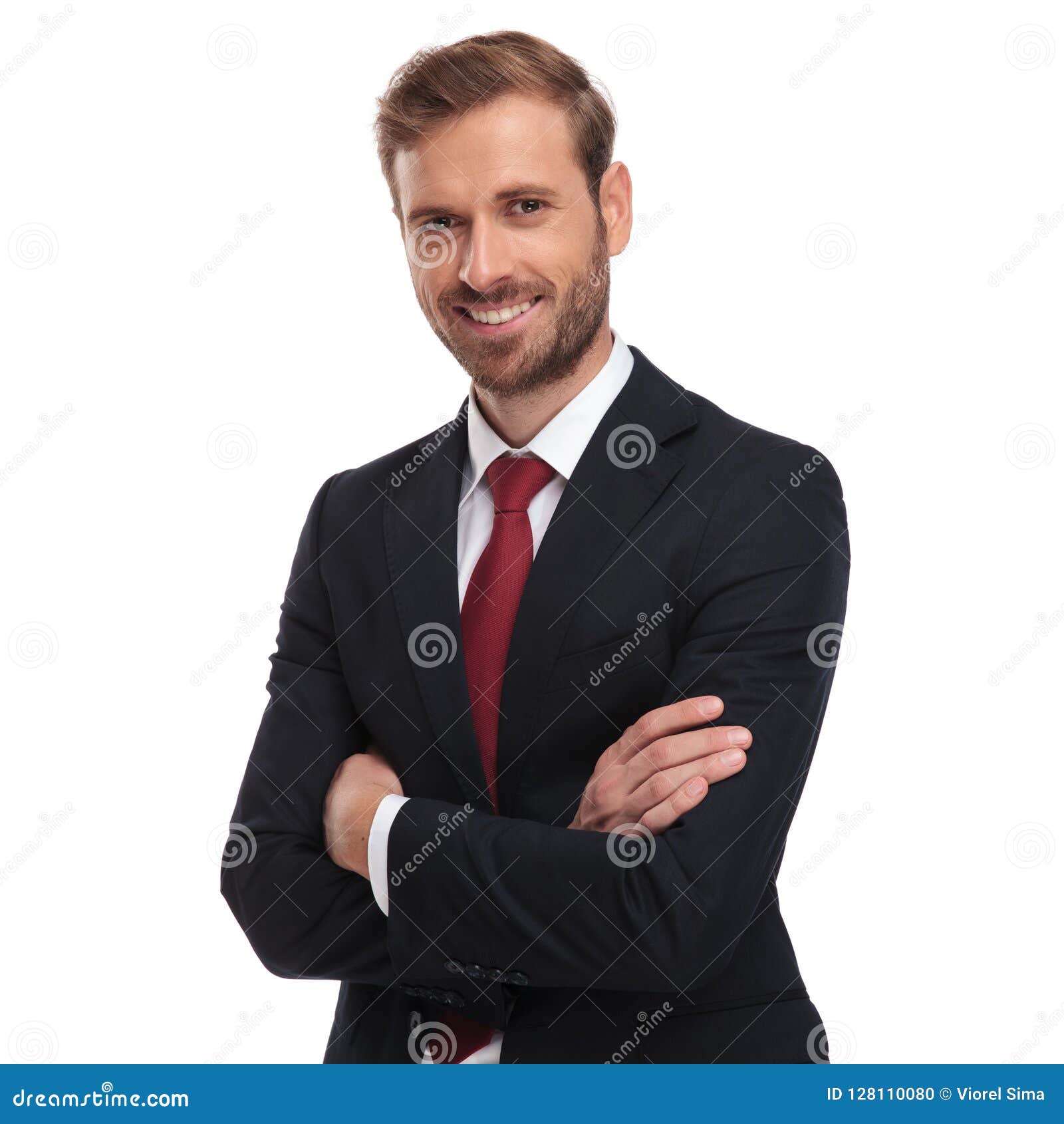 Portrait of Smiling Businessman Standing with Hands Folded Stock Photo ... Portrait of Smiling Businessman Standing with Hands Folded Stock Photo ...