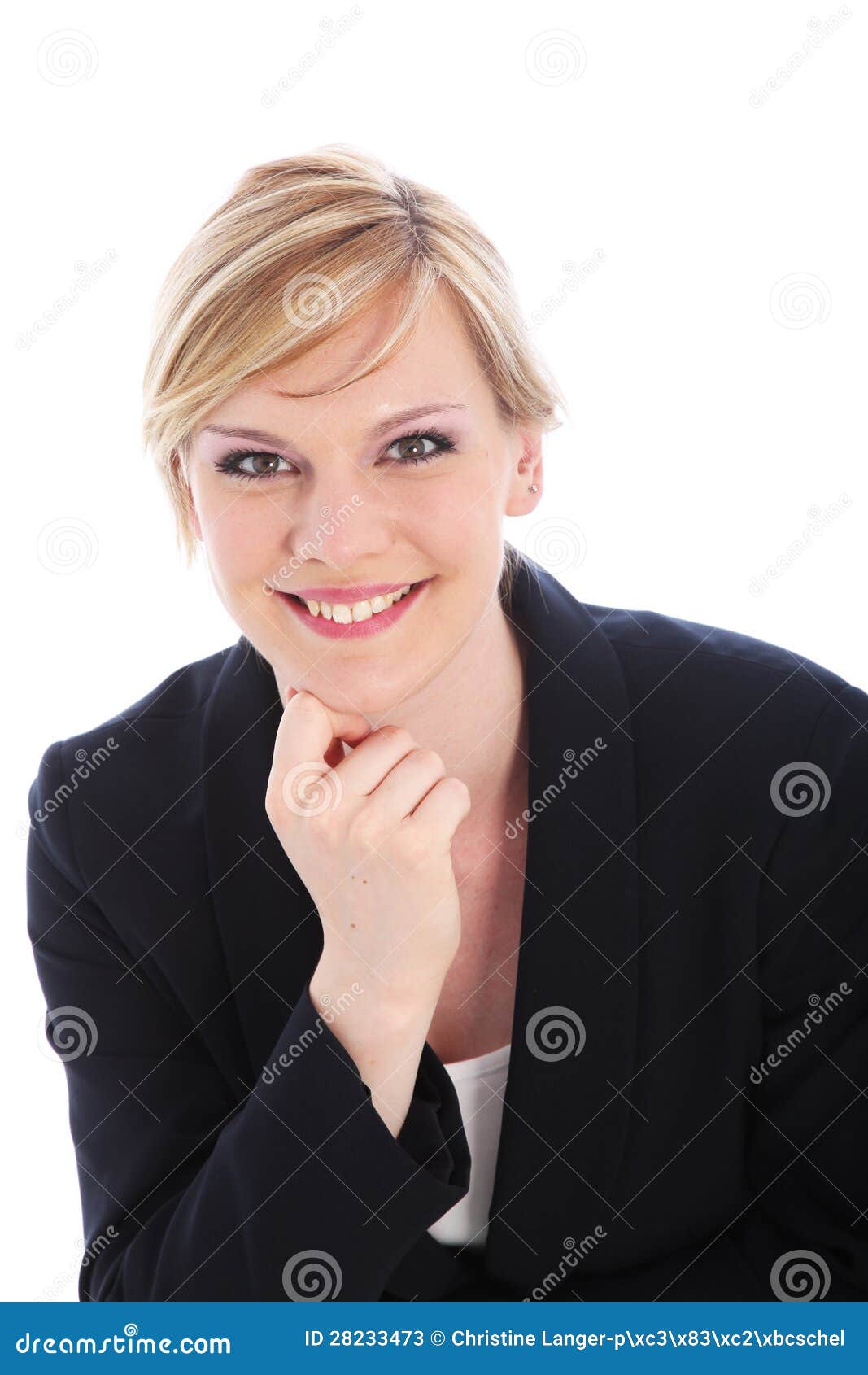 Portrait of a Smiling Businesswoman Stock Image - Image of gesture ...