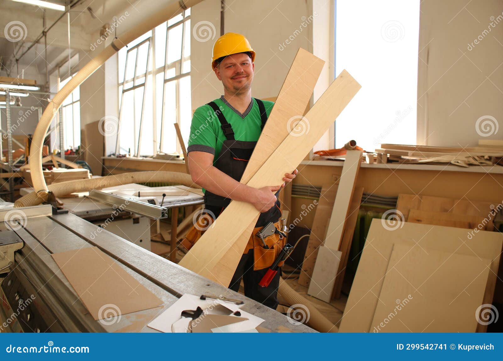 Portrait of a Smiling Carpenter Stock Image - Image of light, handyman ...