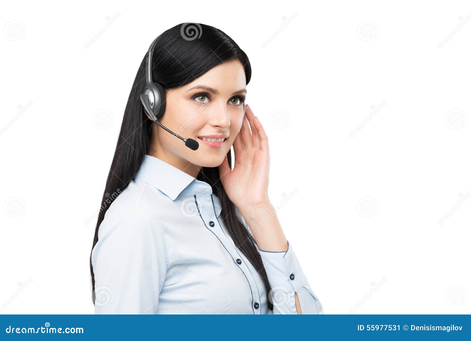 Portrait of Smiling Cheerful Support Phone Operator in Headset. Stock ...