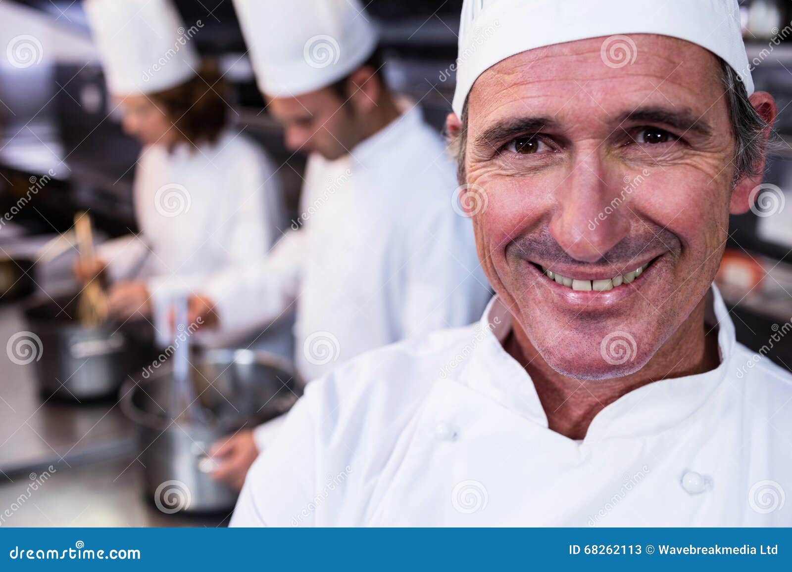 Portrait of Smiling Chef in Commercial Kitchen Stock Image - Image of ...