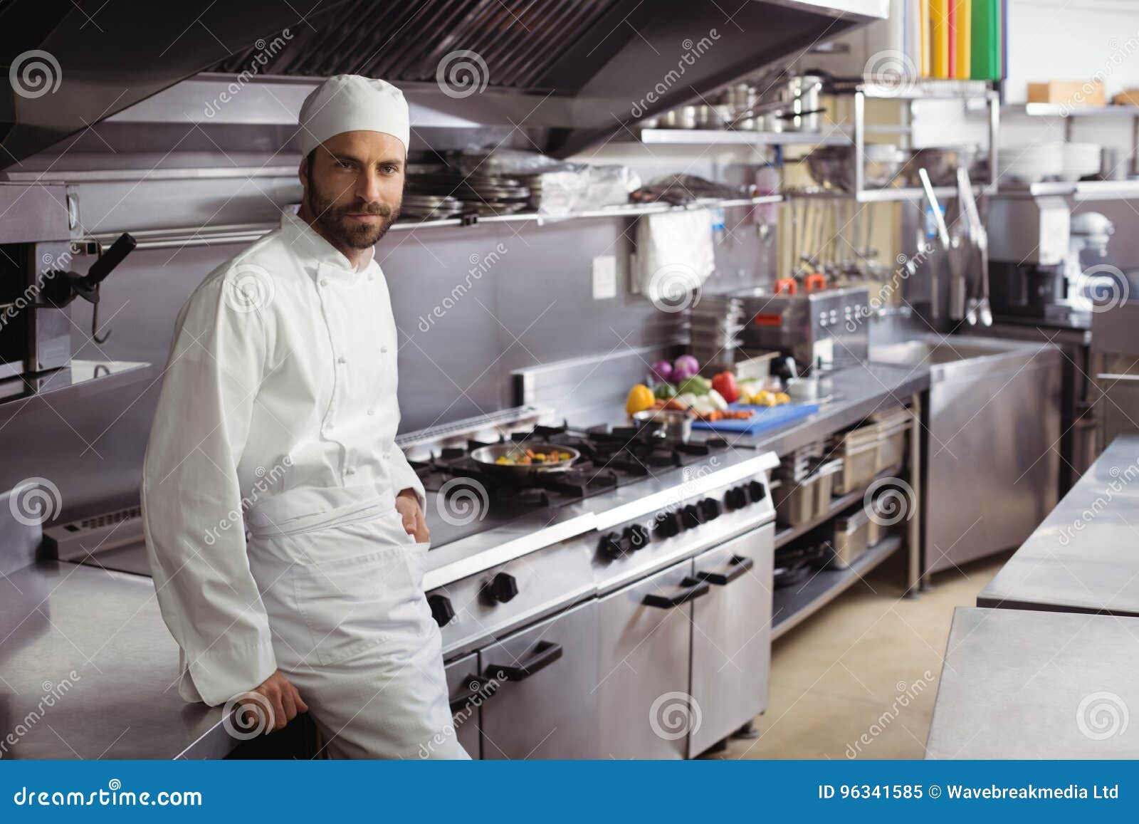 Portrait of Smiling Chef Standing in Commercial Kitchen Stock Image ...