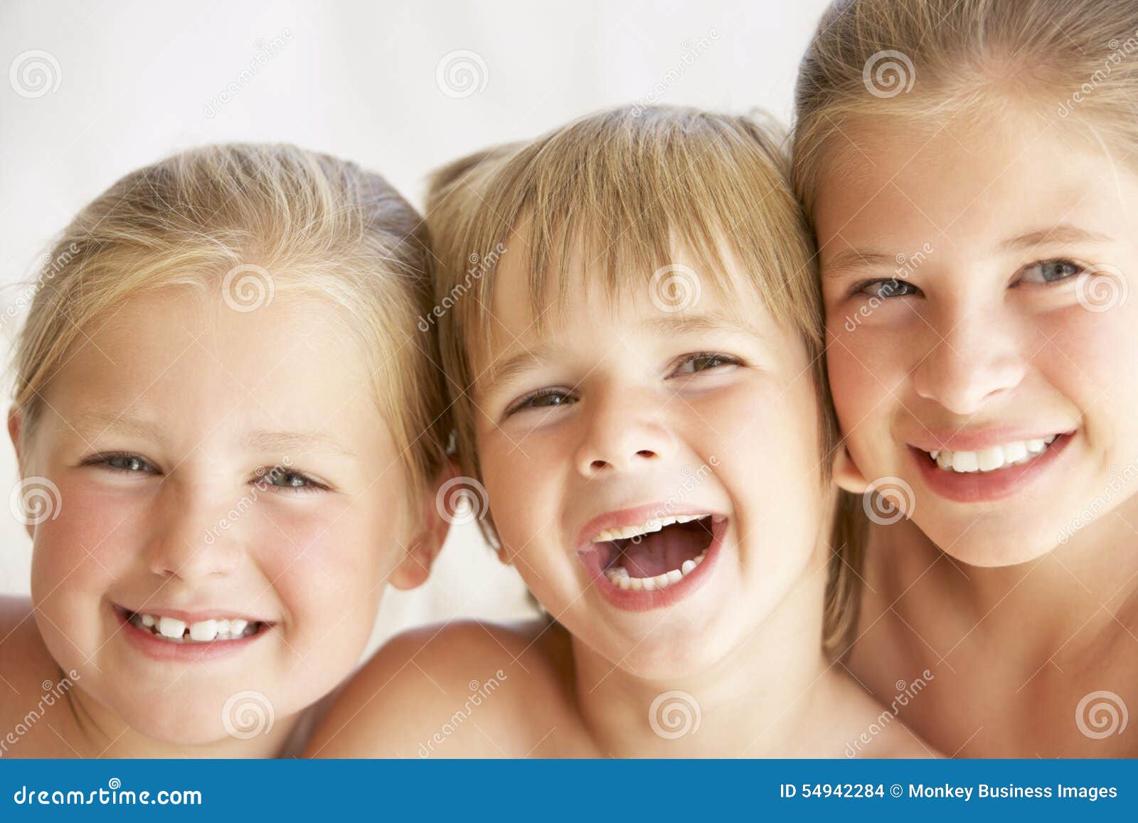 Portrait of Smiling Children Stock Photo - Image of outdoors, caucasian ...