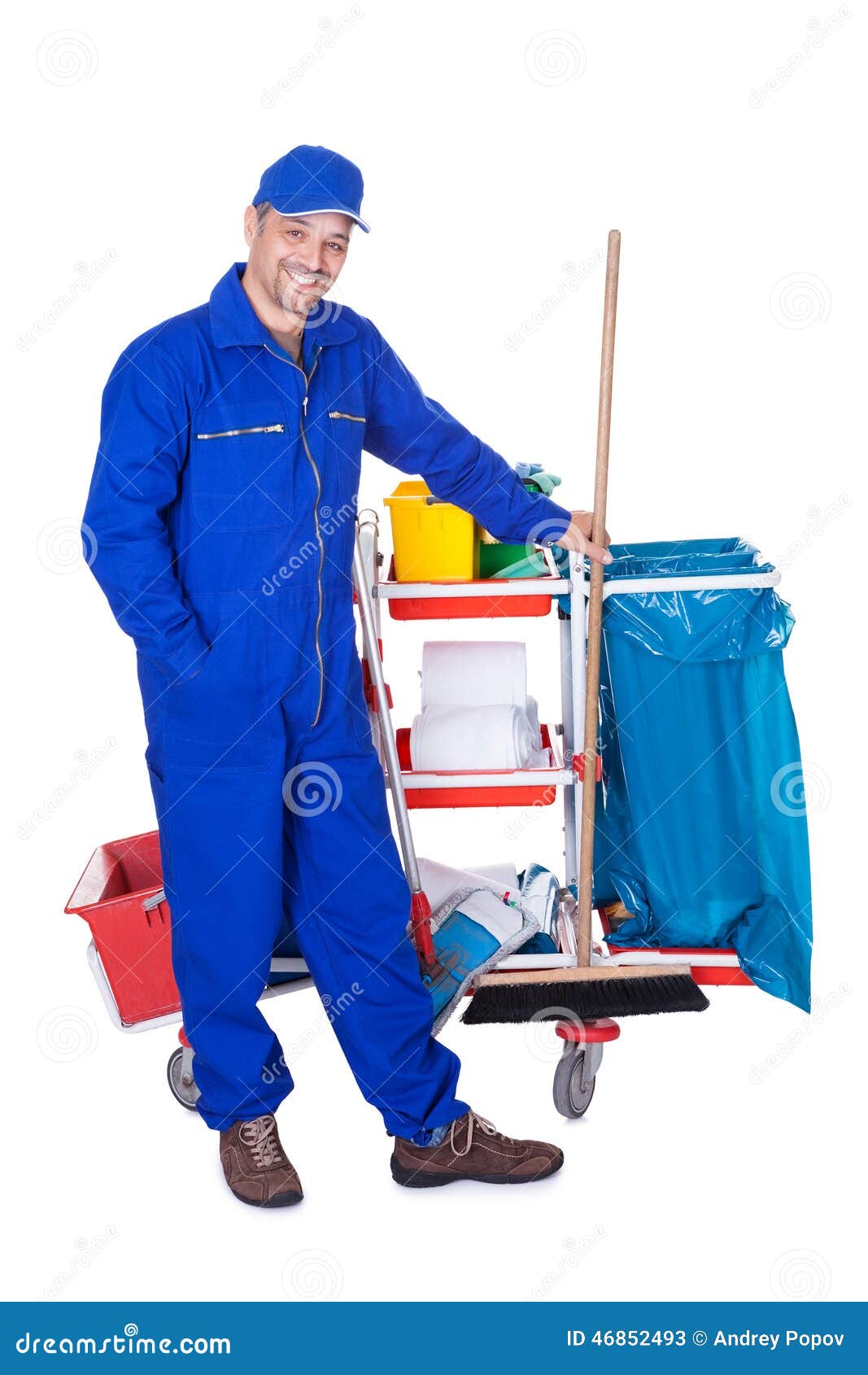 Portrait of Smiling Cleaner Stock Image - Image of caucasian, casual ...