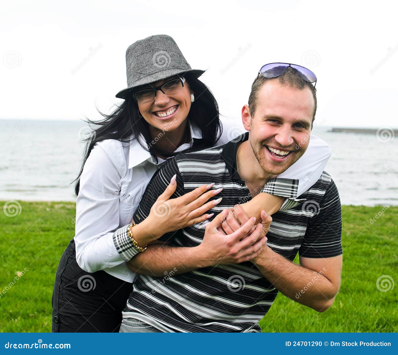 Portrait of a Smiling Couple Stock Photo - Image of handsome, beach ...