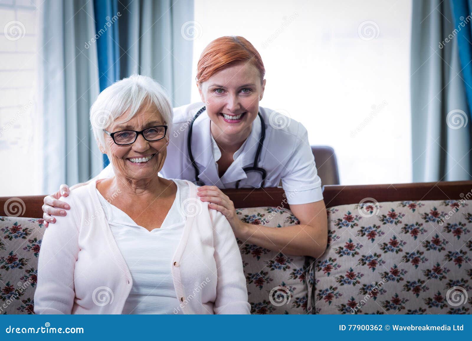 Portrait of Smiling Doctor and Patient Stock Photo - Image of domicile ...