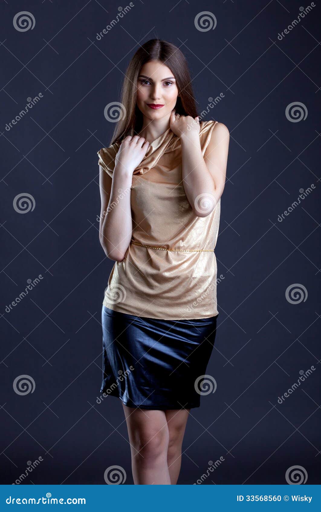Portrait of Smiling Elegant Model Posing in Studio Stock Photo - Image ...