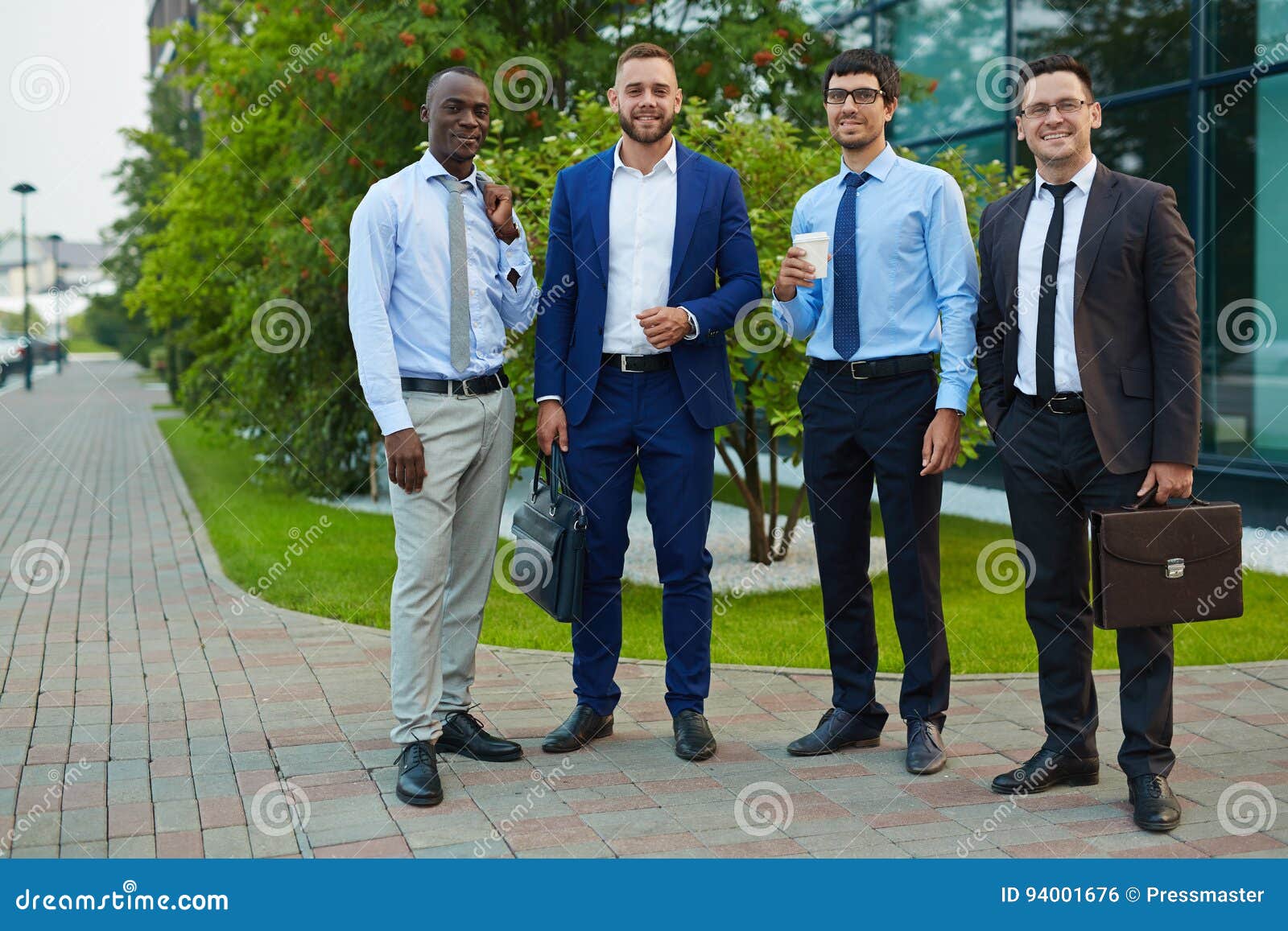 Portrait of Smiling Entrepreneurs Stock Photo - Image of posing, facade ...